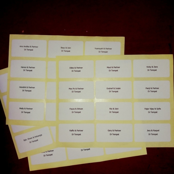 Jasa Cetak Label Nama Undangan