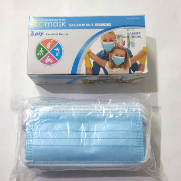 Masker 3ply Earloop Biru