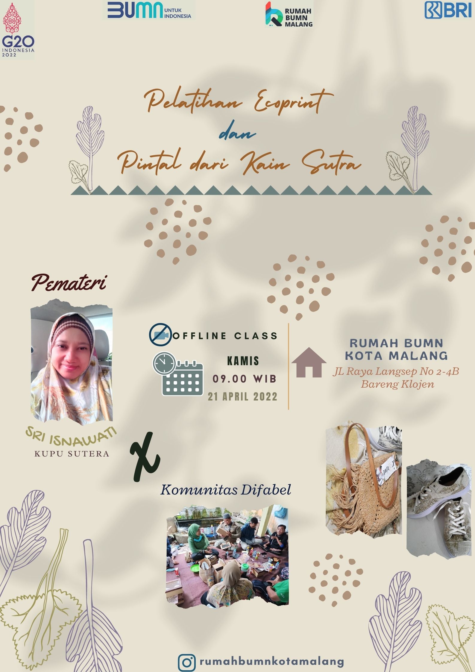 PELATIHAN ECOPRINT DAN PINTAL DARI KAIN SUTRA