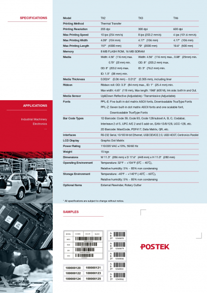 RFID BARCODE PRINTER POSTEK TX-3R